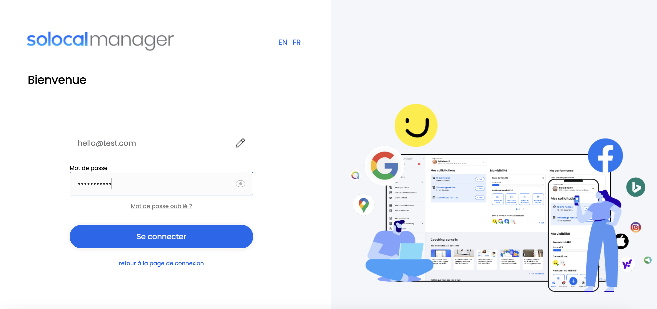Accéder à Solocal Manager (j'ai déjà un compte) – Assistance Solocal