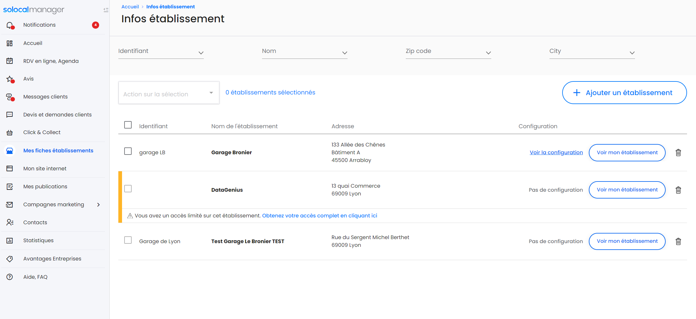 Associer un établissement à mon espace Solocal Manager – Assistance Solocal