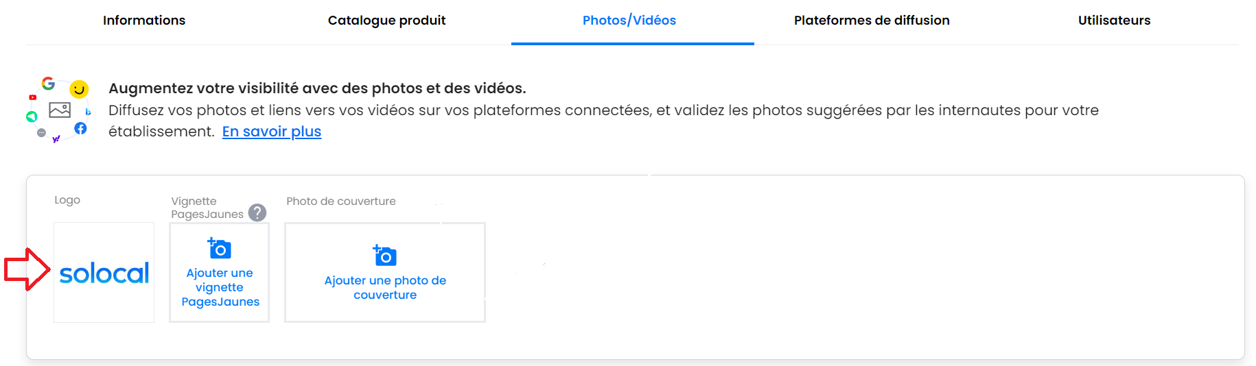 Modifier le logo de ma fiche établissement – Assistance Solocal